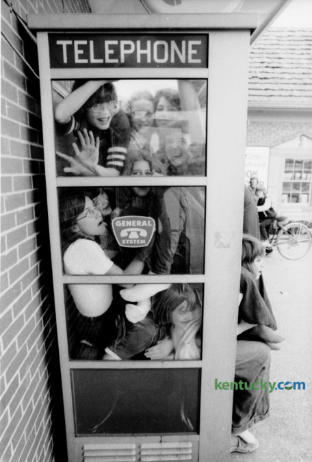 Phone booth stuffing, 1975 | Kentucky Photo Archive