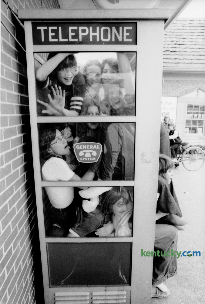 Phone booth stuffing, 1975 | Kentucky Photo Archive
